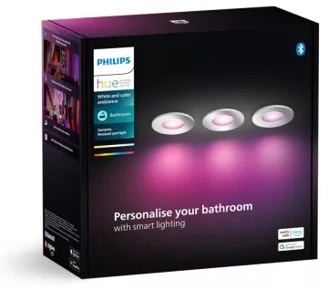 Philips-SADA 3x LED RGBW Stmívatelné koupelnové sv. Hue XAMENTO 1xGU10/4,2W IP44