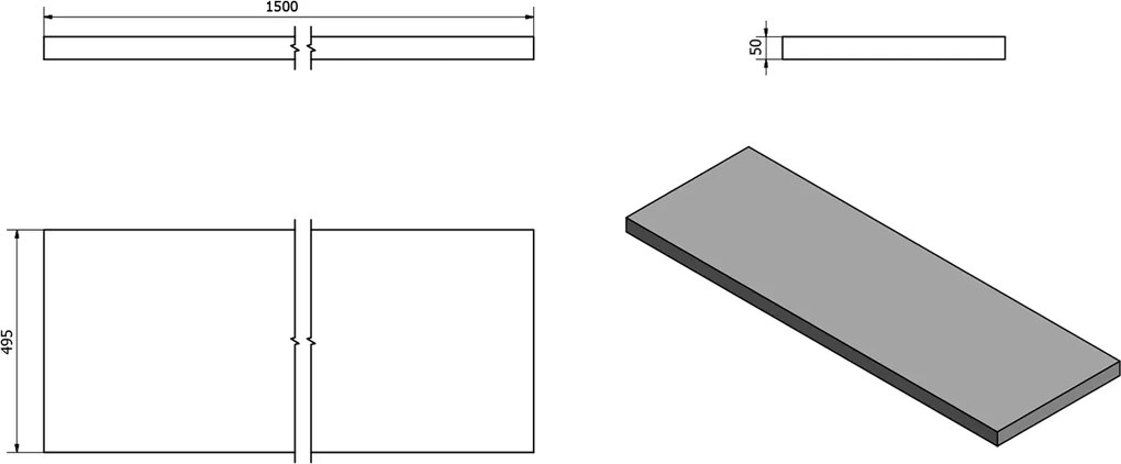 Sapho Avice deska 150 x 50 cm cement AV157