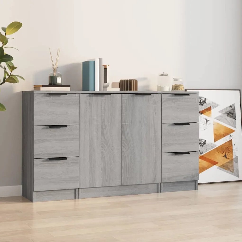 Příborníky 3 ks šedé sonoma kompozitní dřevo 3115842