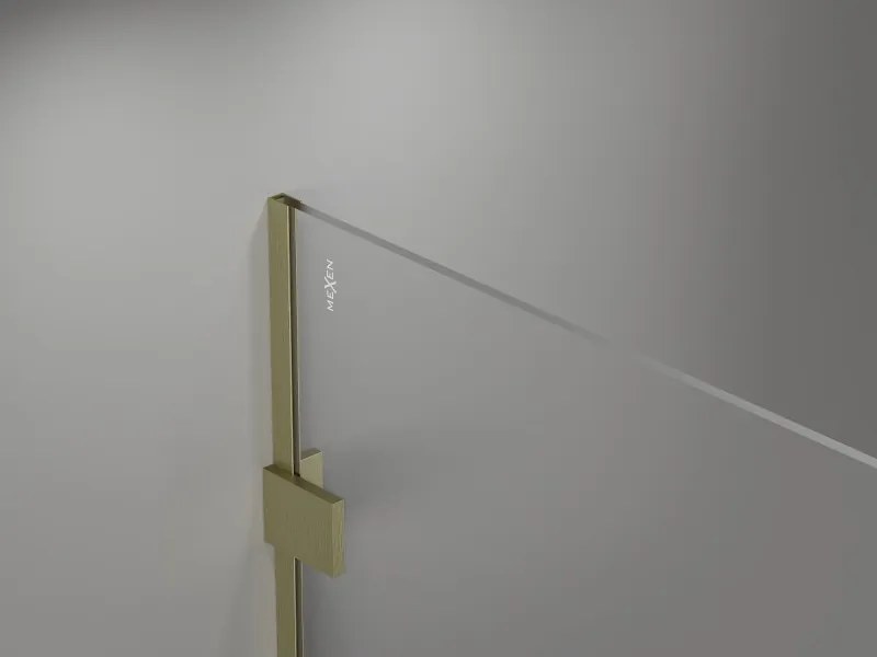 Mexen Lunar sprchová stěna levá 150 x 200 cm, 8mm čiré sklo, zlatá matná, 830-150-000-55-00-L