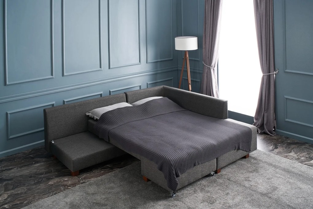 Atelier del Sofa Rohová sedací souprava Manama Corner Sofa Bed Right - Anthracite, Antracitová