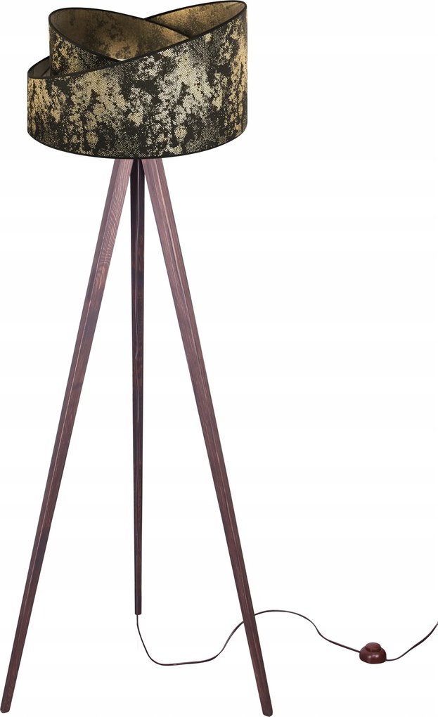 Stojací Lampa Trojnožka Dřevo Stínidlo Vzor