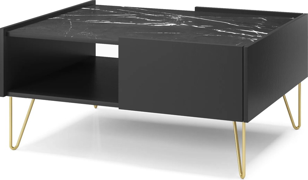 PSK Konferenční stolek HOPE, Černá/Marmur Black Royal 97 cm