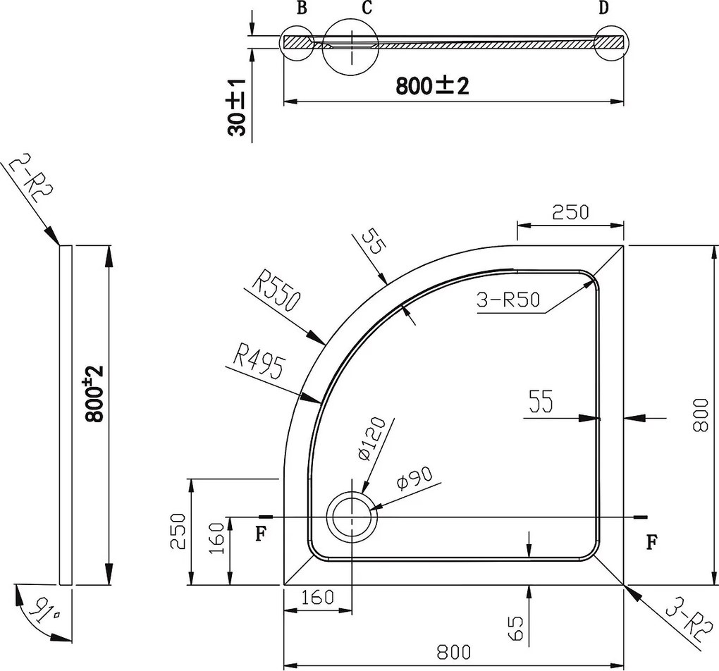 Olsen Spa Venets 80 x 80 x 3 cm VANKCTVRT80 sprchová vanička