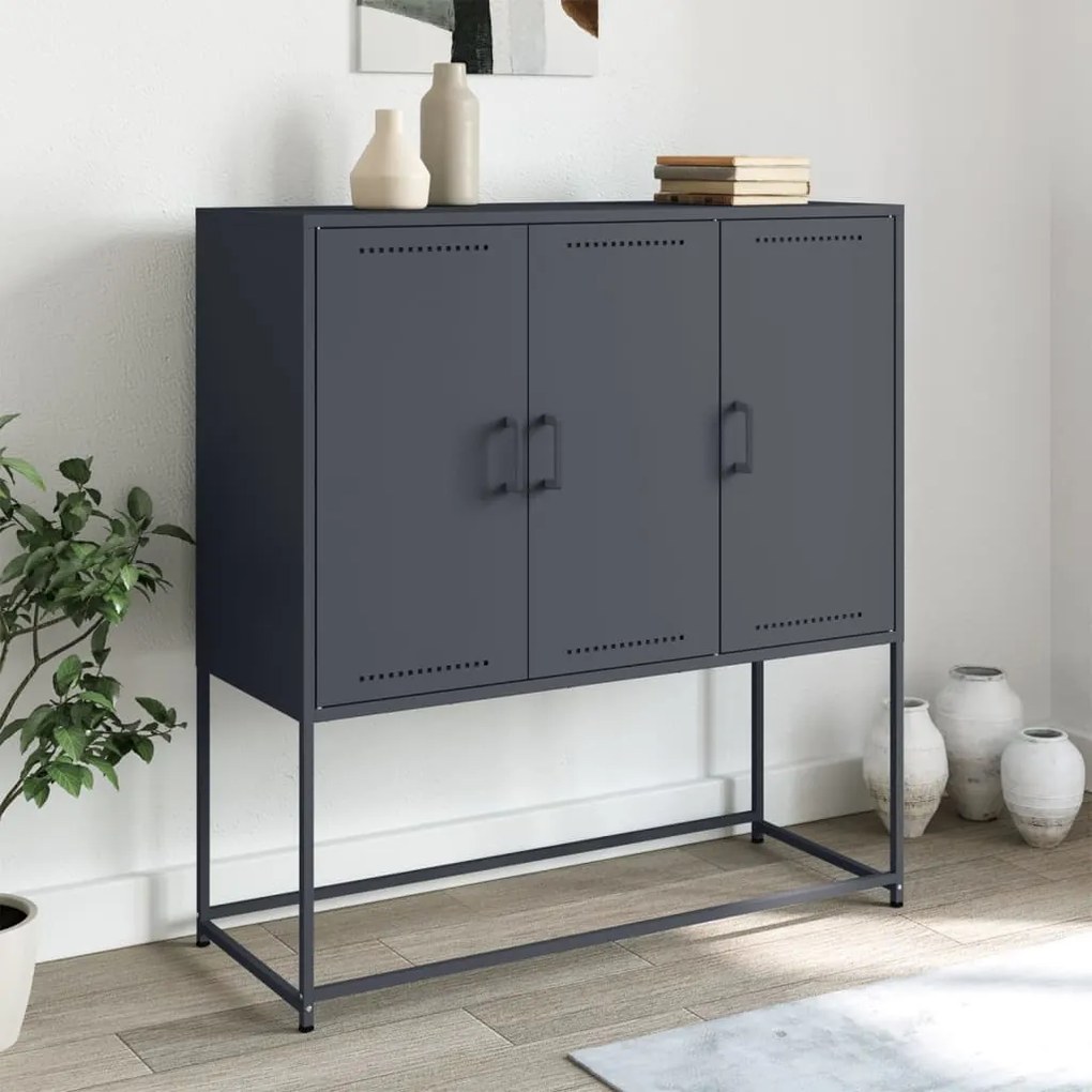 Skříň highboard antracitová 100,5 x 39 x 107 cm ocel
