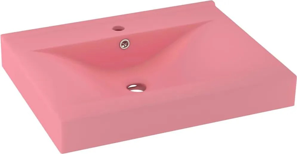 Luxusní umyvadlo otvor na baterii matné růžové 60x46cm keramika 147021