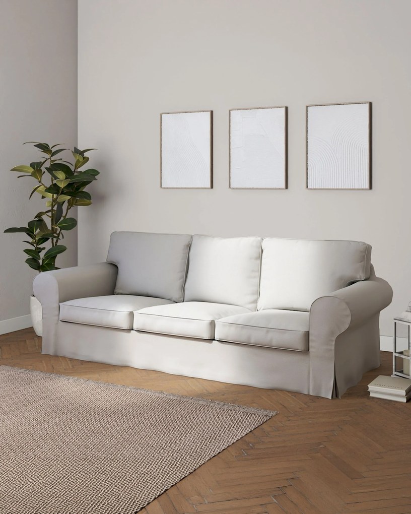 Potah na pohovku IKEA Ektorp 3-místná rozkládací, NOVÝ MODEL 2013 barva šedá látka pletený vzor