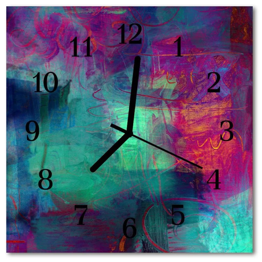 Skleněné hodiny čtvercové Barevný obrázek 30x30 cm
