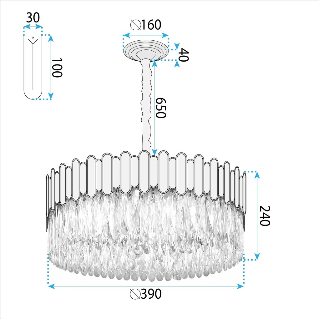 Toolight Závěsné stropní osvětlení APP1746-4CP 40 cm zlaté