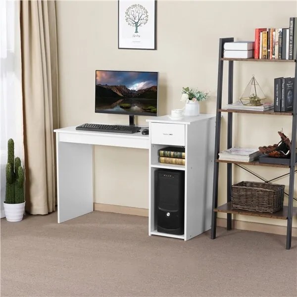 Psací stůl Yaheetech – bílá, 112 cm (délka) × 50 cm (šířka) × 82 cm (výška) (254234316789)