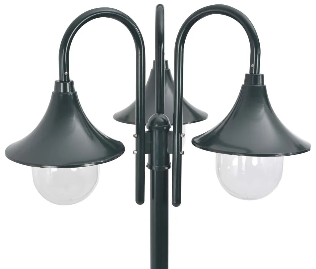 vidaXL Marketos Zahradní sloupová lampa 3 ramena E27 220 cm hliník tmavě zelená