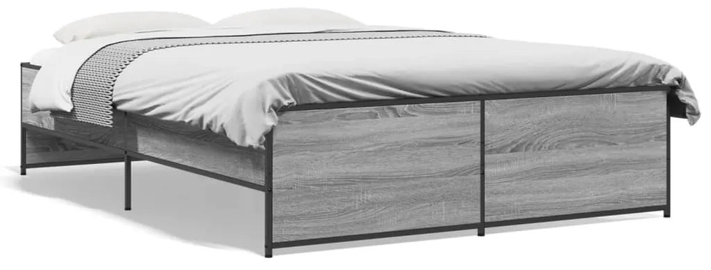 Rám postele šedý sonoma 135 x 190 cm kompozitní dřevo a kov,  3279905