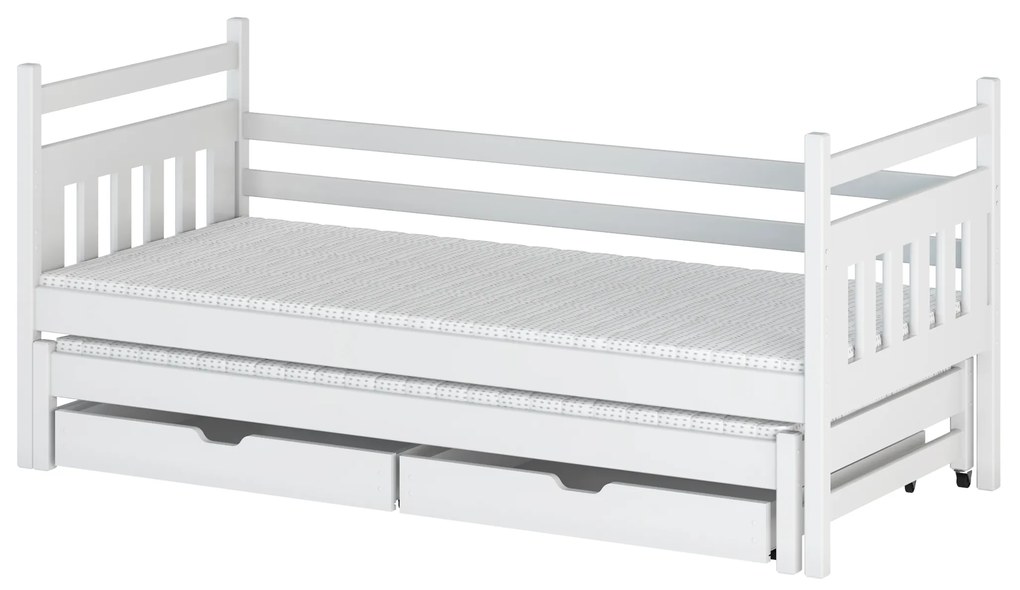 Dětská postel 90 cm DANNY (s roštem a úl. prostorem) (bílá). 1013121
