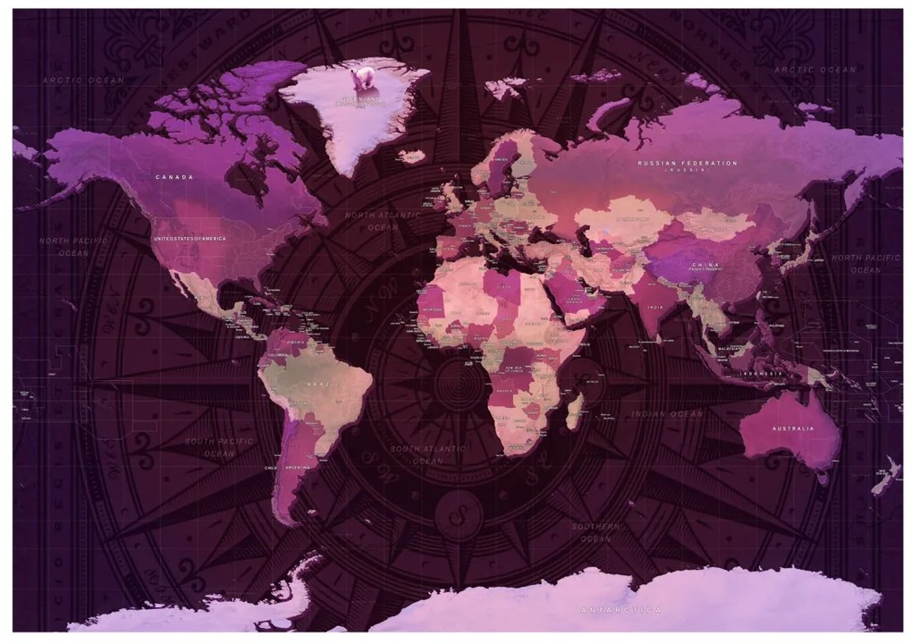 Fototapeta - Purple World Map