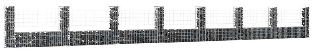 Gabionový koš ve tvaru U s 8 sloupky železo 860 x 20 x 100 cm 151281
