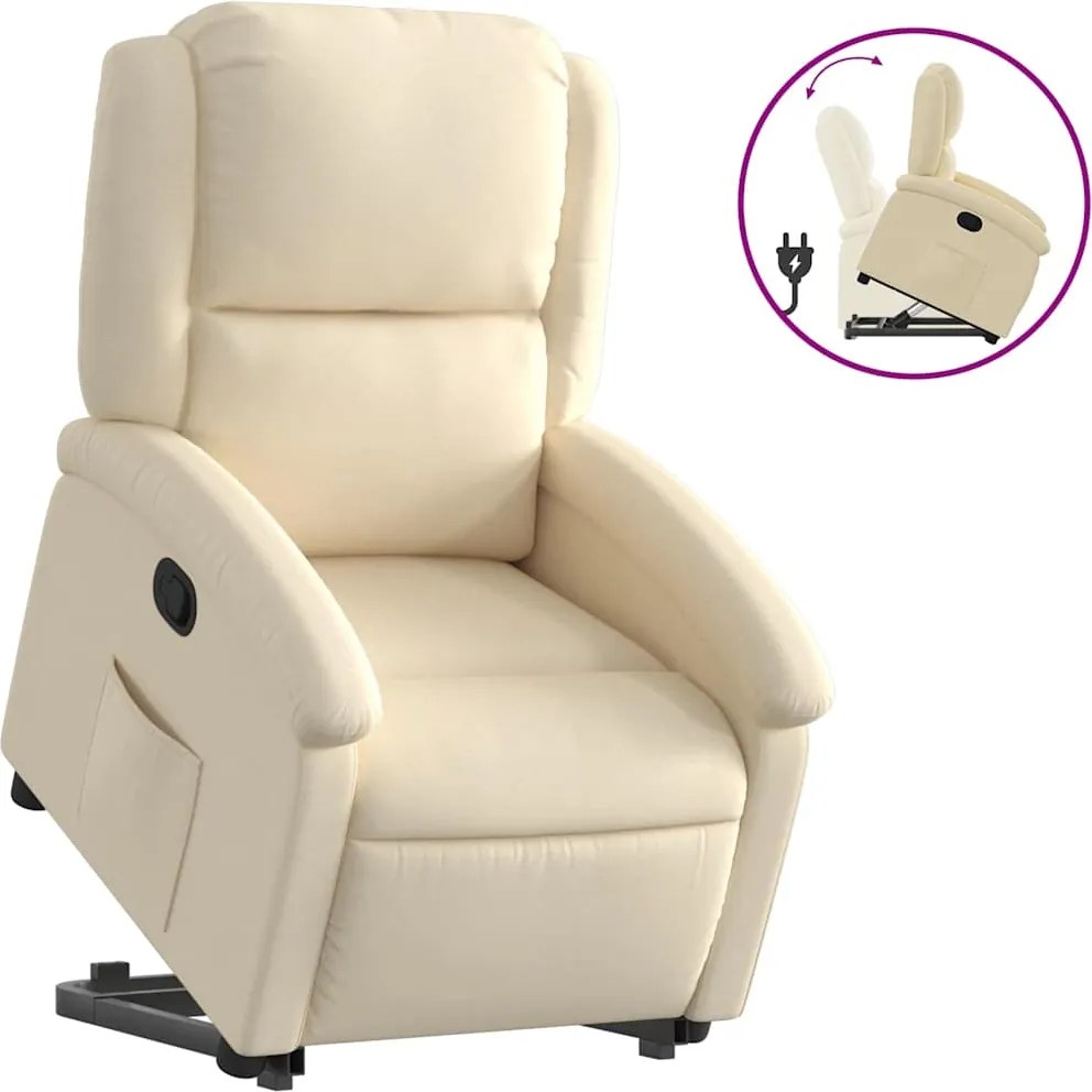 Zvedací polohovací křeslo krémové textil 3204173