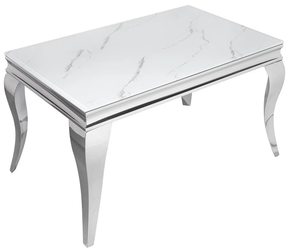 Massive home | Konferenční stolek MODERN BAROCCO 100 CM SILVER mramorový vzhled