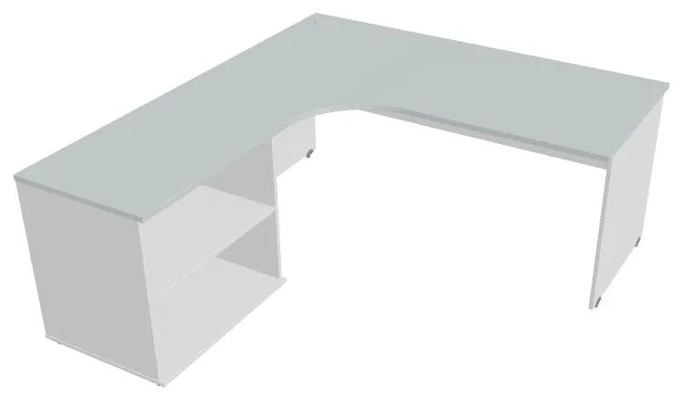 Sestava stolu a skříně pravá 180 cm - Hobis Gate GE 1800 60 H P Dekor stolové desky: bílá, Dekor lamino podnože: šedá