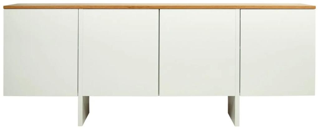 Bílá komoda TEMAHOME Edge 200 x 42 cm s dubovou deskou
