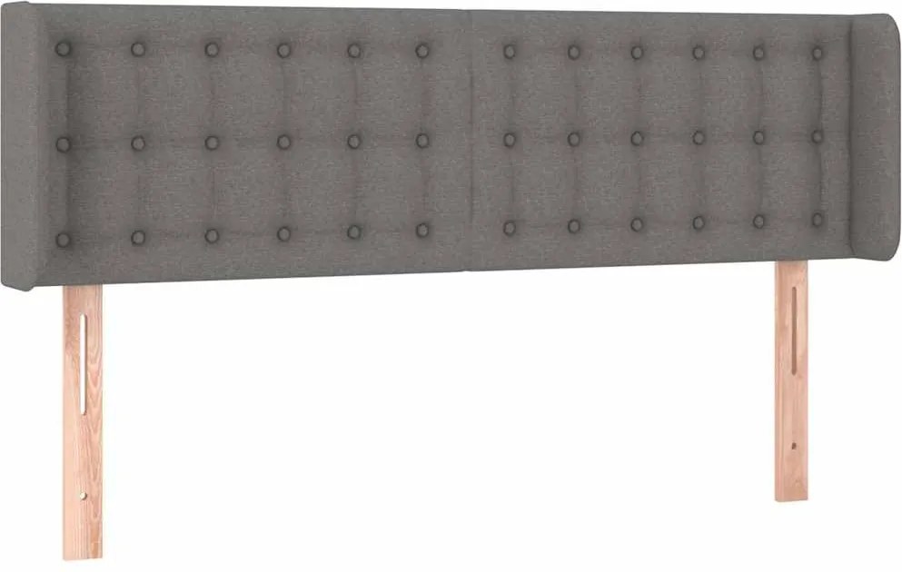Čelo postele s LED tmavě šedé 147 x 16 x 78/88 cm textil 3123669