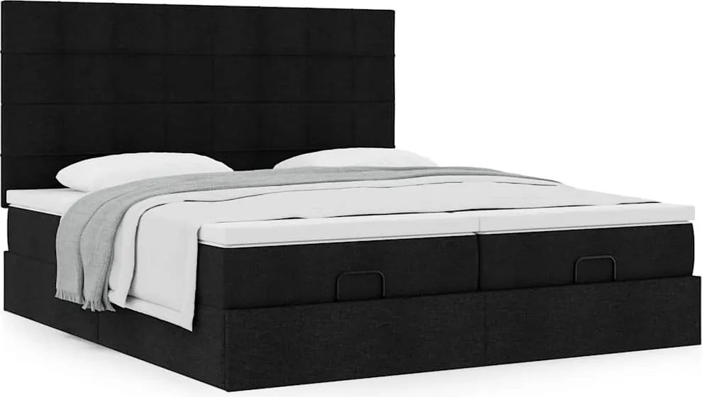 Osmanský rám postele s matrací černý 200x200cm textil 3313701