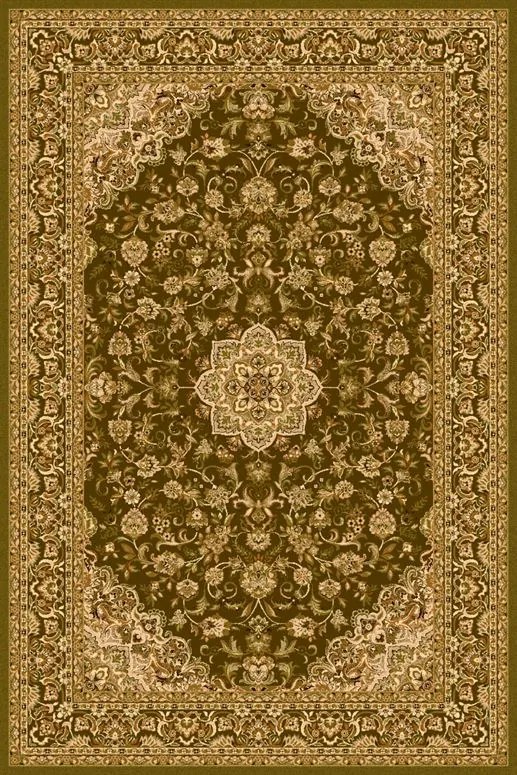 Klasický vlněný koberec Agnella Isfahan Damo Olivka zelený Rozměr: 240x340 cm