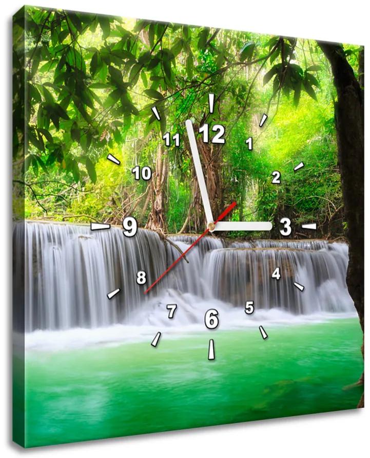 Gario Obraz s hodinami Thajsko a vodopád v Kanjanaburi Rozměry: 100 x 40 cm