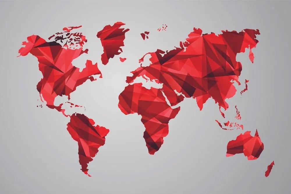 Tapeta červená mapa světa ve vektorové grafice - 150x100 cm