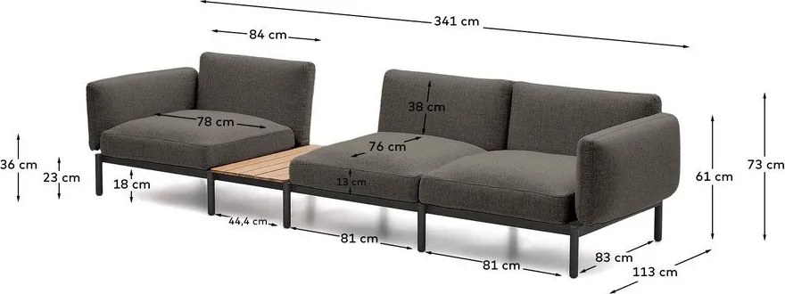 Tmavě šedá čalouněná zahradní pohovka Sorells – Kave Home