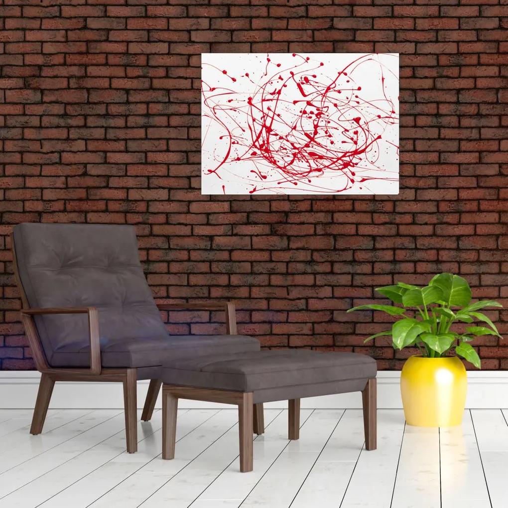 Skleněný obraz technikou Drippingu (70x50 cm)