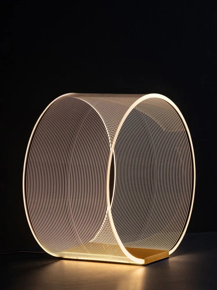 Hliníková LED stmívatelná stolní lampa ve zlaté barvě se stínidlem z akrylového skla (výška 28 cm) Valentin – Nova Luce