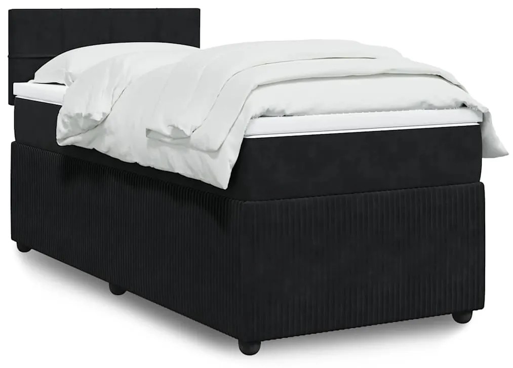 Box spring postel s matrací černá 100x200 cm samet 3287664