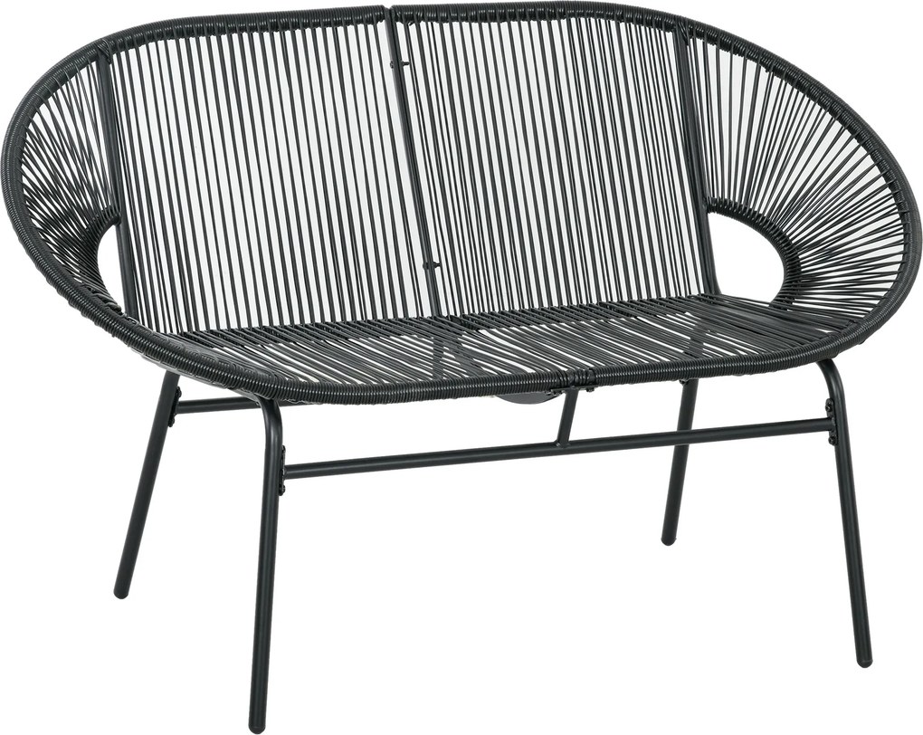 Rattansessel Relaxsessel im Boho-Stil, 132 cm x 72 cm x 83 cm, Schwarz