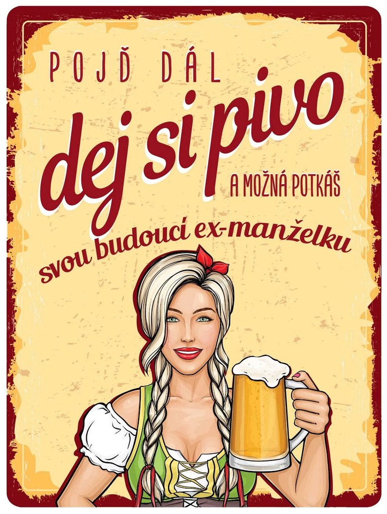 Postershop Plechová cedule: Pojď dál, dej si pivo - 30x40 cm