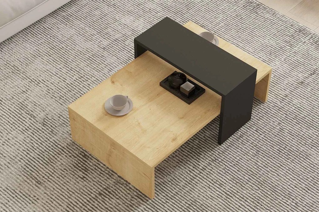 Designový konferenční stolek Questa 80 cm dub / antracitový