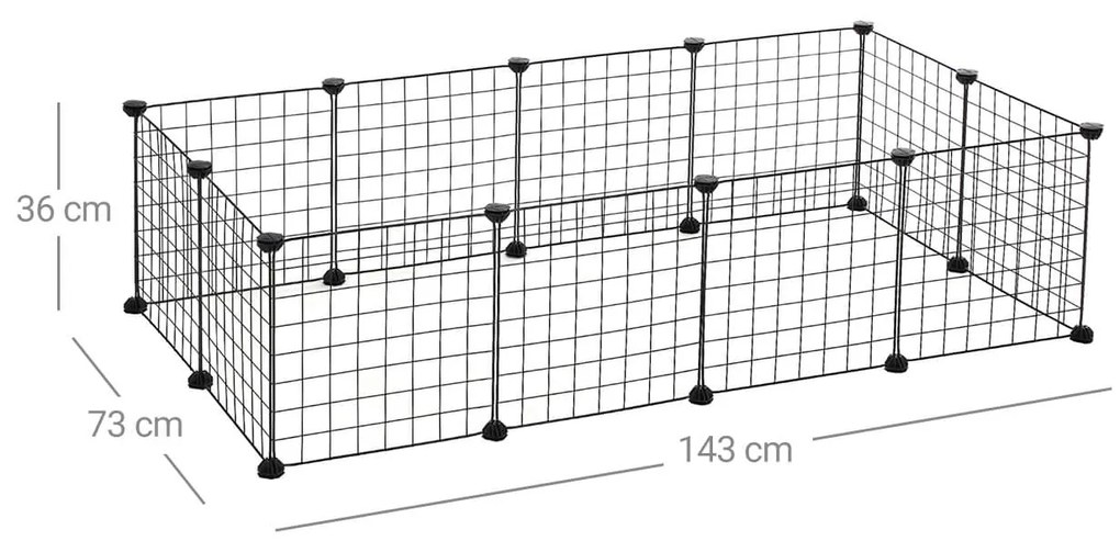 Feandrea Drátěná ohrádka pro malá zvířata Alaina, Černá