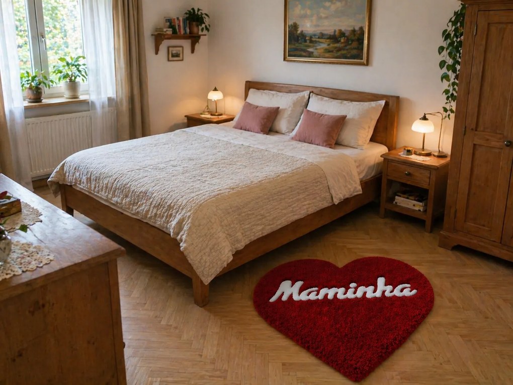 U.Rug koberce, Kusový koberec U.Rug Maminka, 100x100, bílá, červená, ložnice