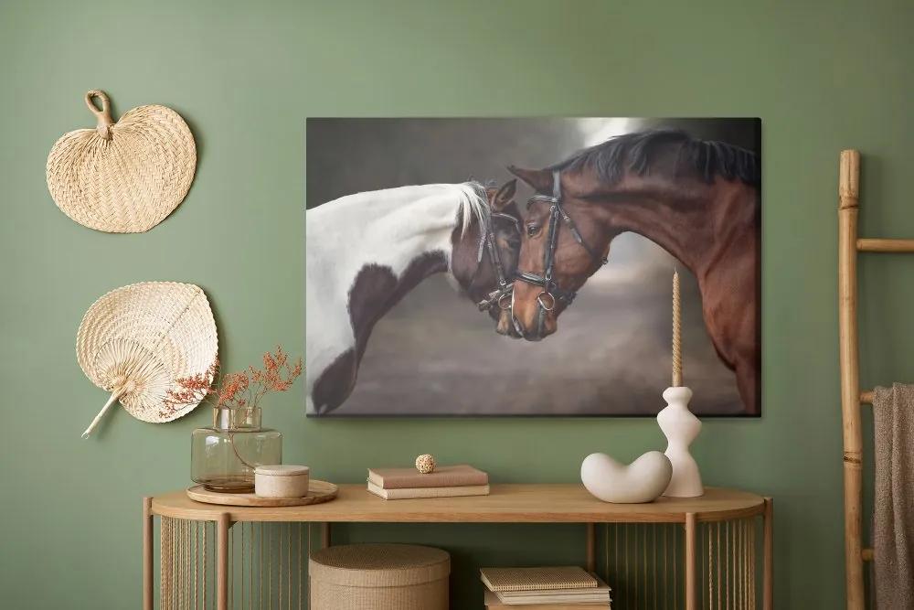 Obraz Krásné Koně V Lese Nedostatek Nedostatek Přírodní plátno 90x60