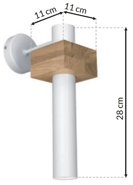 Nástěnné svítidlo West, 1x dřevěné/bílé kovové stínítko, w