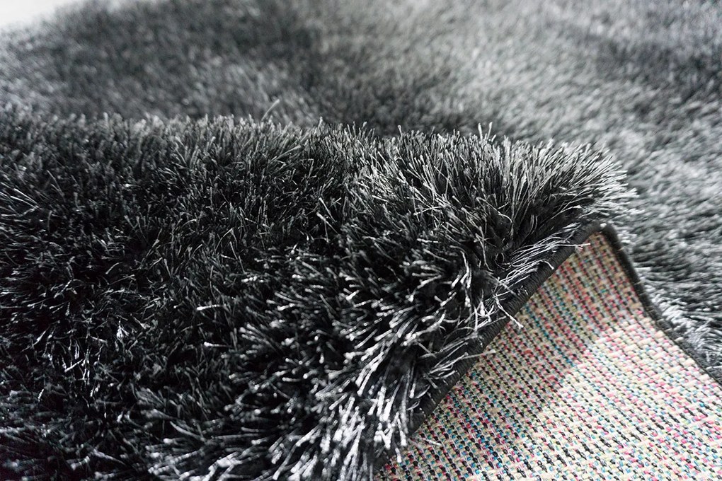 BE Koberec Seven Soft 7901 BLACK GREY - černý obdélníkový Rozměr: 60x100 cm