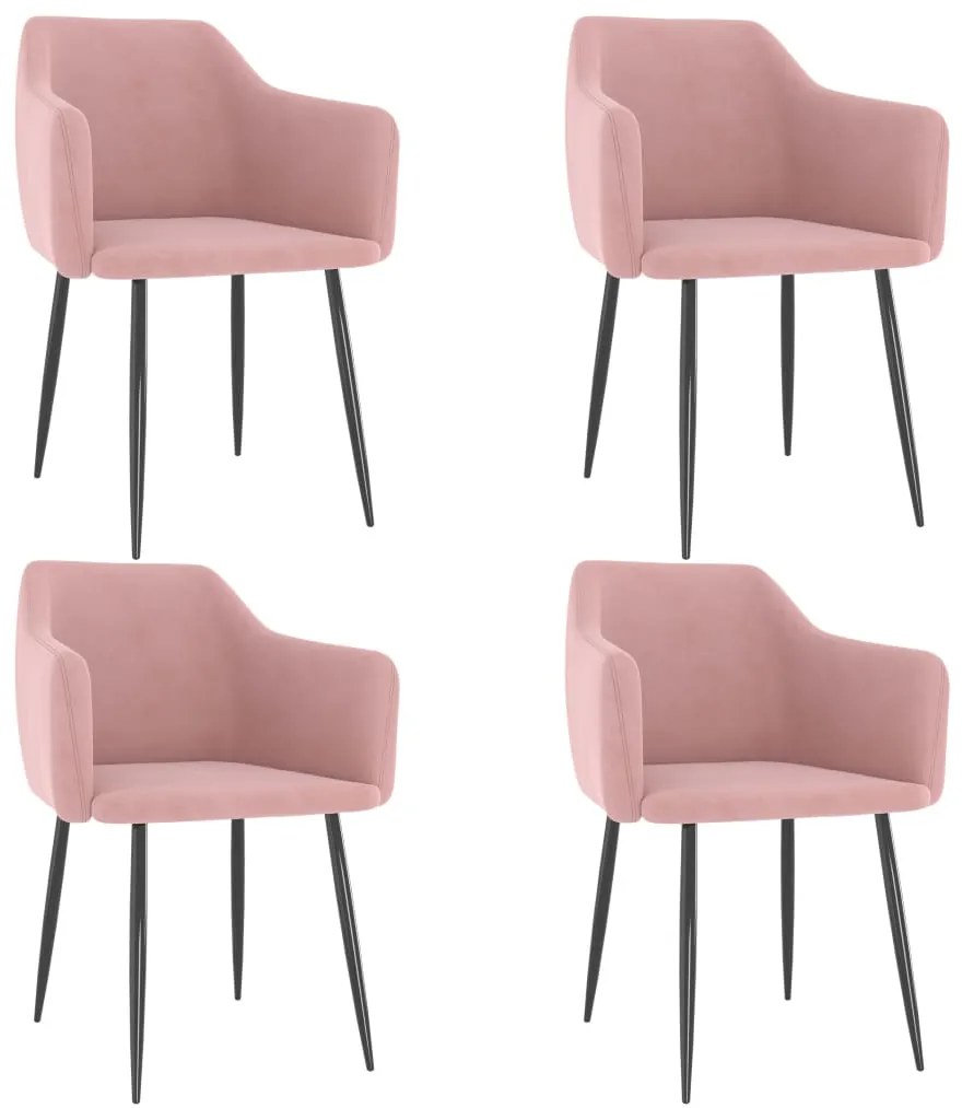 3068646 vidaXL Jídelní židle 4 ks růžové samet