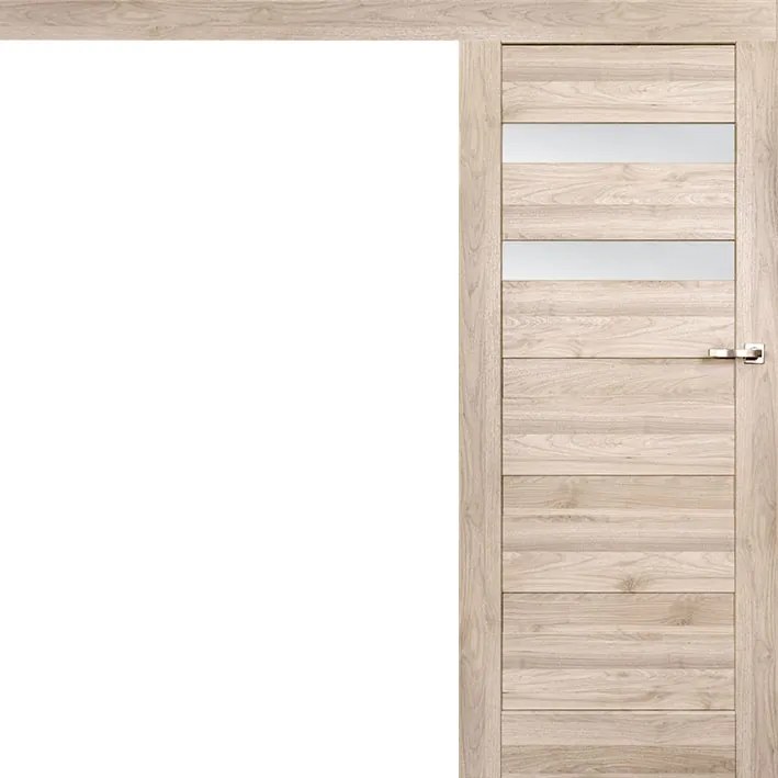 posuvné interiérové dveře na stěnu vasco doors MALAGA model 3 Průchozí rozměr: 70 x 197 cm, Orientace dveří: Levé dveře, Dekor: Dub riviera