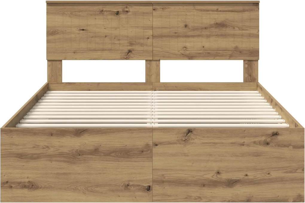 Rám postele Umělecký dub 135 x 190 cm Masivní borové dřevo 3410617