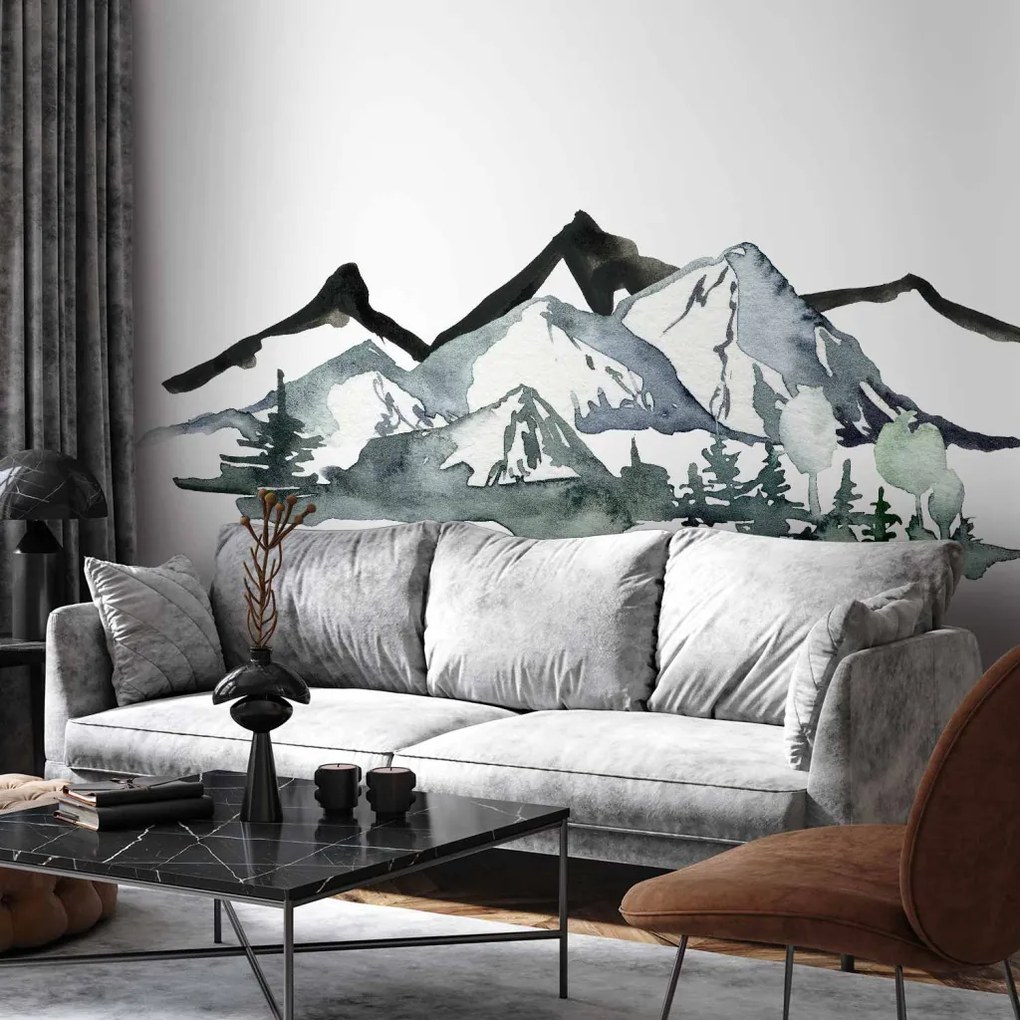 Fototapeta Hory a les - minimalistická horská krajina v šedých barvách