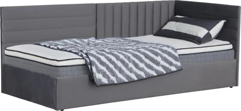 Postel MEVIA 90x200, šedá Velvet látka Kondela 0000408416