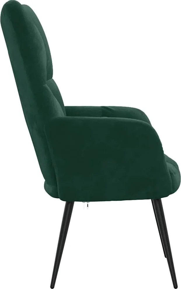 Relaxační křeslo tmavě zelené samet 328075