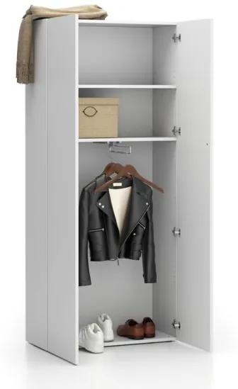 PLAN Kancelářská šatní skříň SEGMENT, 2 police, šatní tyč, 840 x 370 x 1880 mm, bílá
