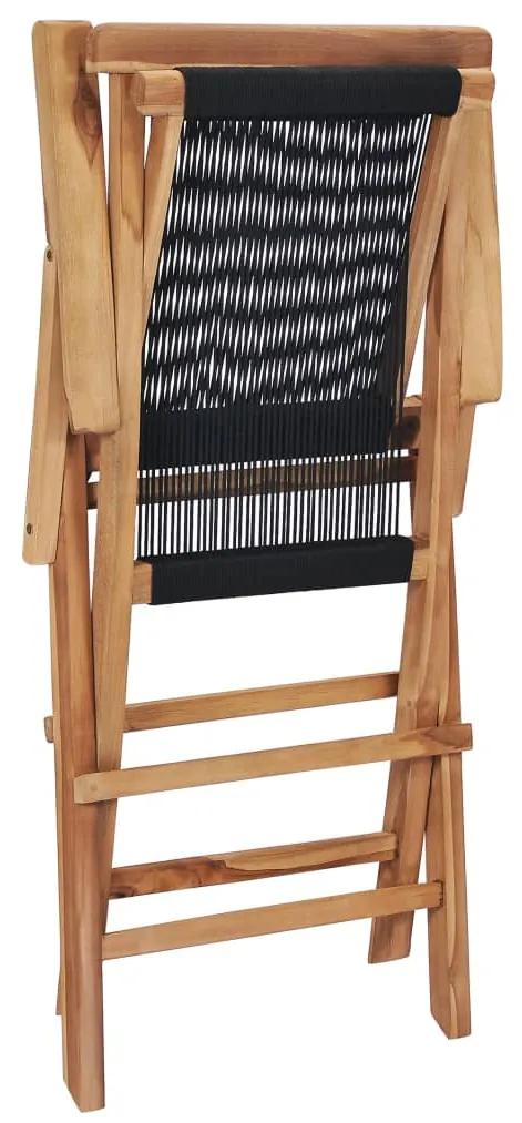 Skládací zahradní židle 2 ks masivní teakové dřevo a provázky - Default Title