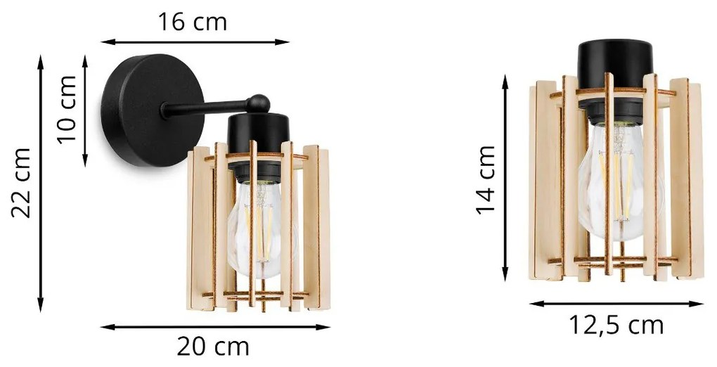 Nástěnné svítidlo Timber 7, 1x dřevěné stínítko