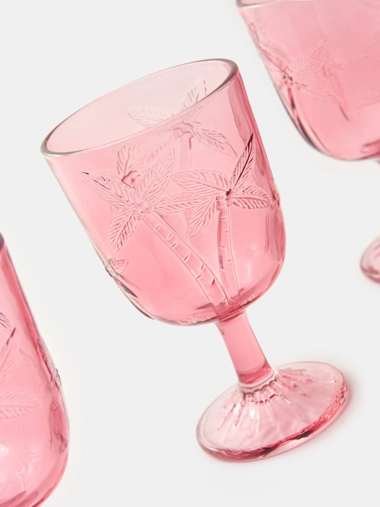 Sinsay - Sada sklenic s motivem palem 4 pack - růžová
